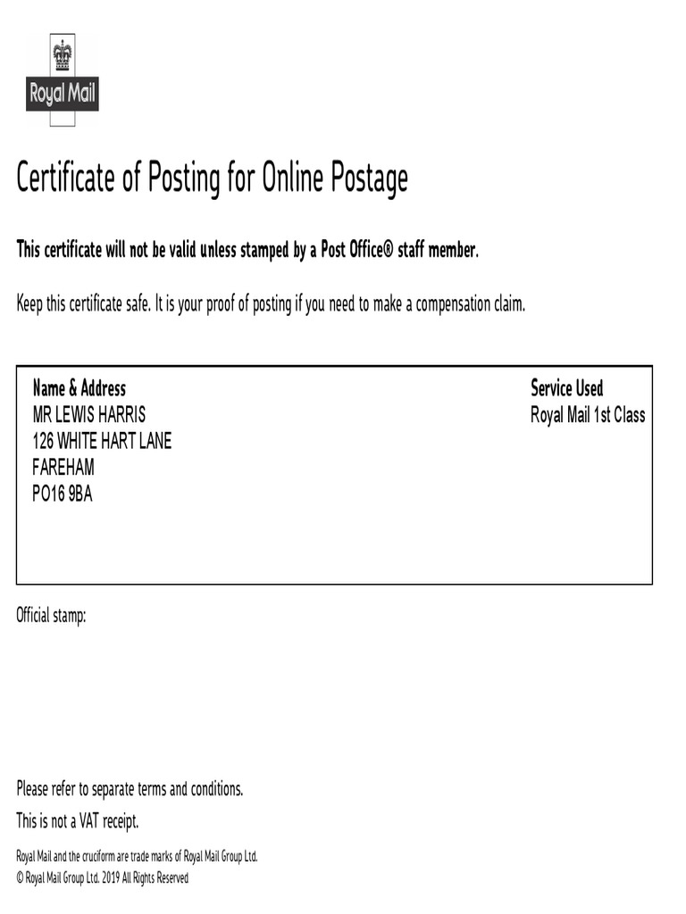 Proof of Postage 13502493 | PDF