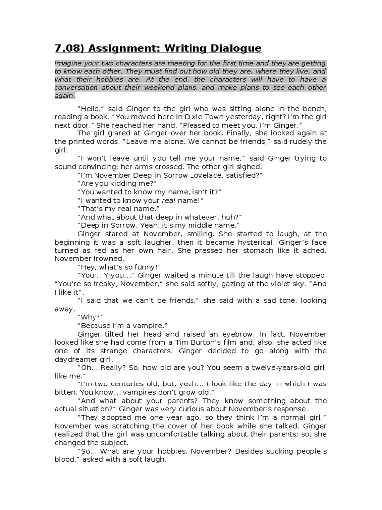 7.08) Assignment Writing Dialogue | PDF
