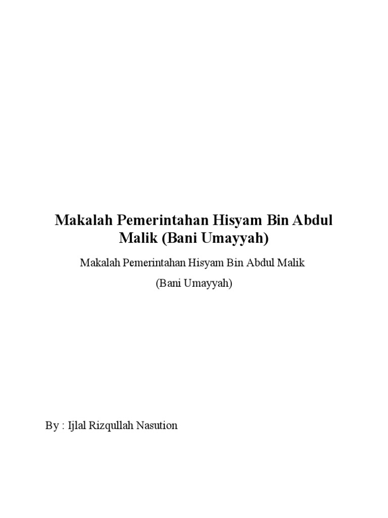 Kebijakan dan Jasa Hisyam bin Abdul Malik | PDF | Politik | Sejarah