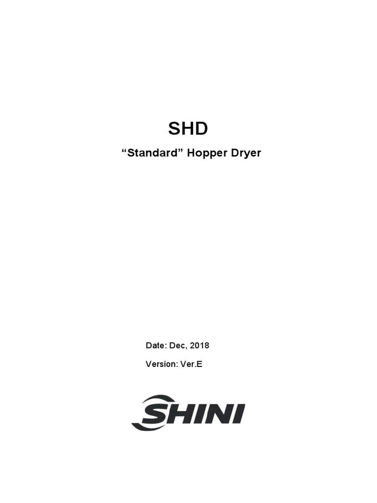 "Standard"Hopper Dryer - SHD | PDF | Clothes Dryer | Switch