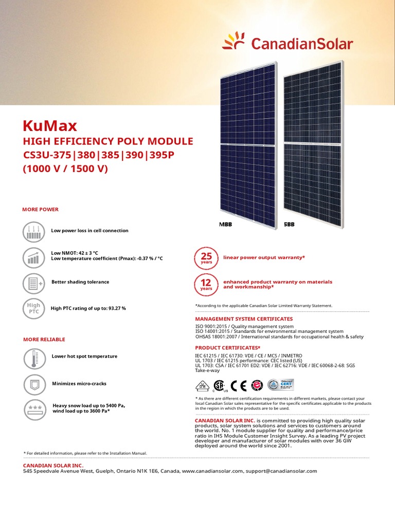 Canadian - Solar Datasheet KuMax - CS3U P - High Efficiency - EN 2 ...