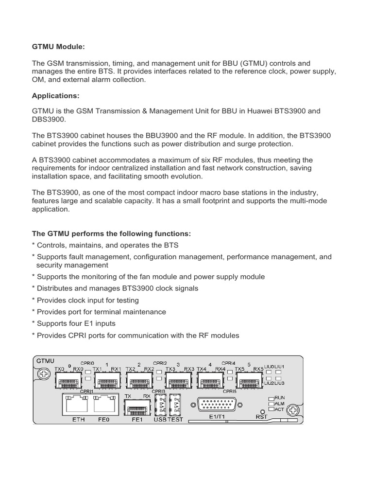 GTMU Board Description | Download Free PDF | Radio | Power Supply