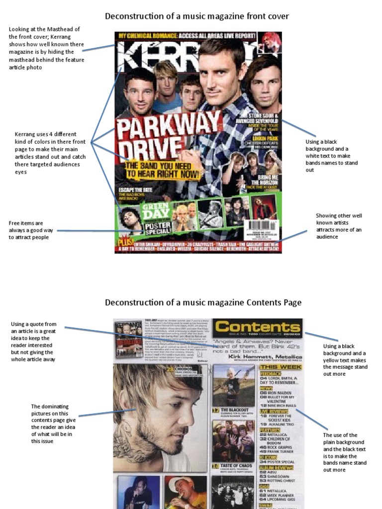 Analyzing Music Magazine Layouts | PDF | Communication | Mass Media