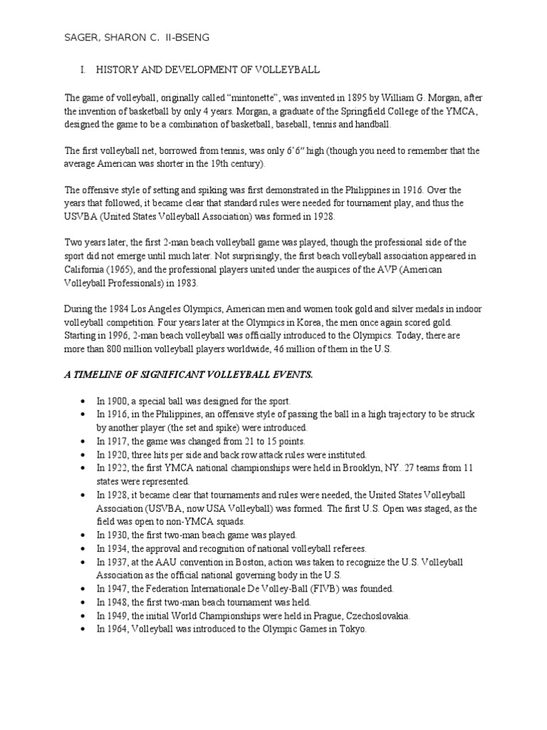 A Timeline of Significant Volleyball Events | PDF | Volleyball | Sports