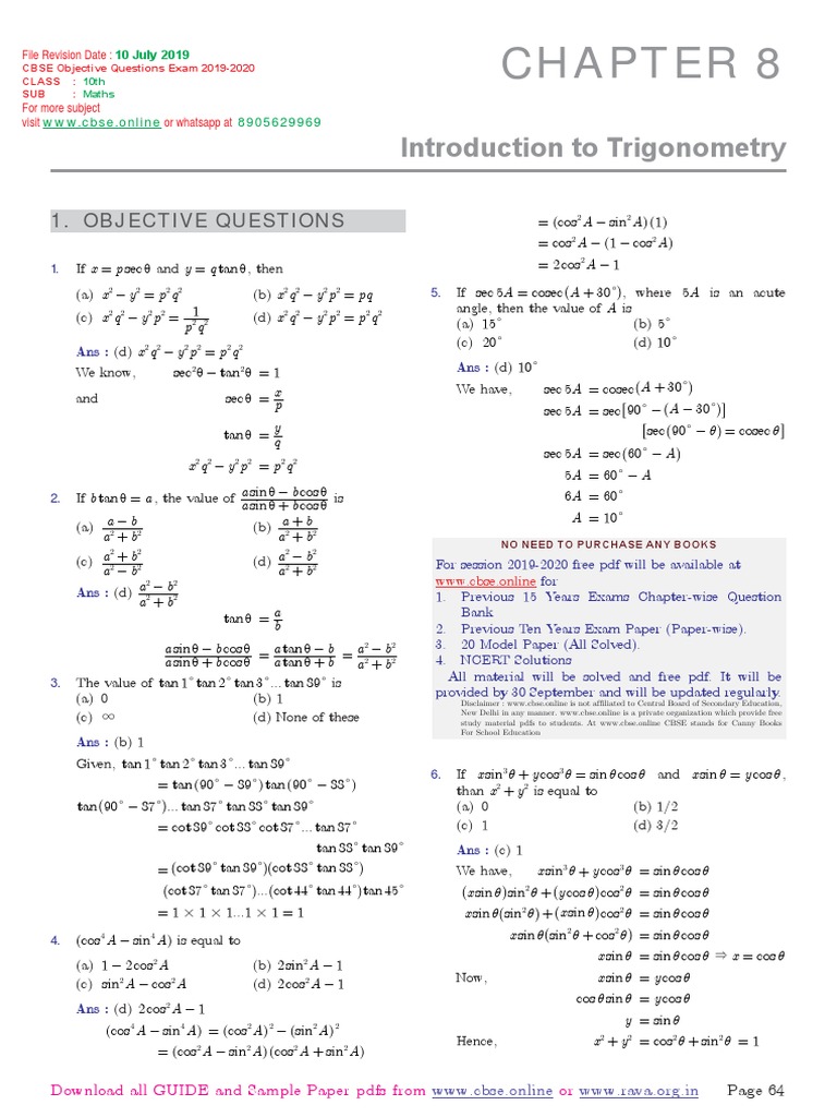Introduction To Trignometry PDF | PDF | Sine | Trigonometric Functions