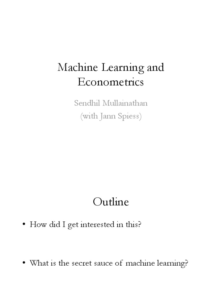 Machine Learning and Econometrics | PDF | Principal Component Analysis ...