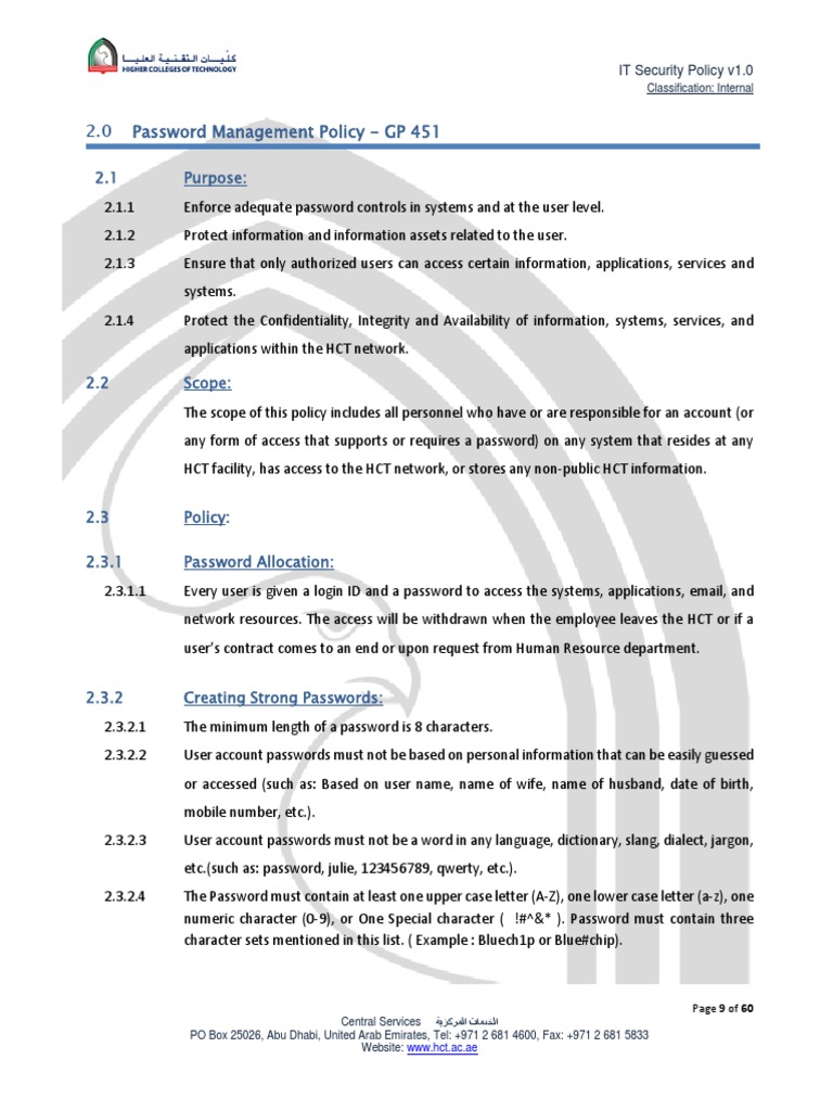 Password Management Security Procedure | PDF | Password | Information ...
