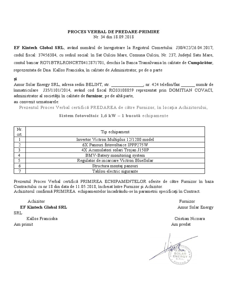 Proces Verbal de PREDARE PRIMIRE | PDF