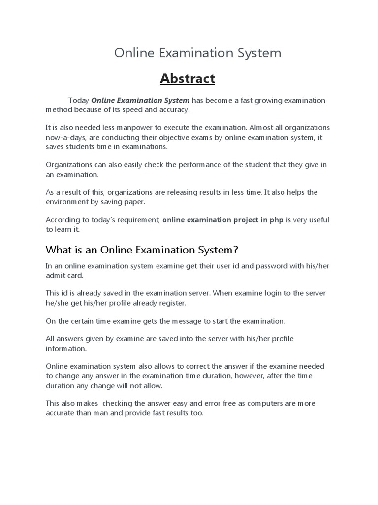Online Examination System | PDF | Online And Offline | Standardized Tests