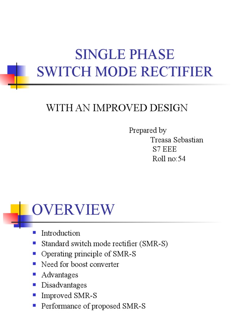Single Phase Switch Mode Rectifier: With An Improved Design | Download ...