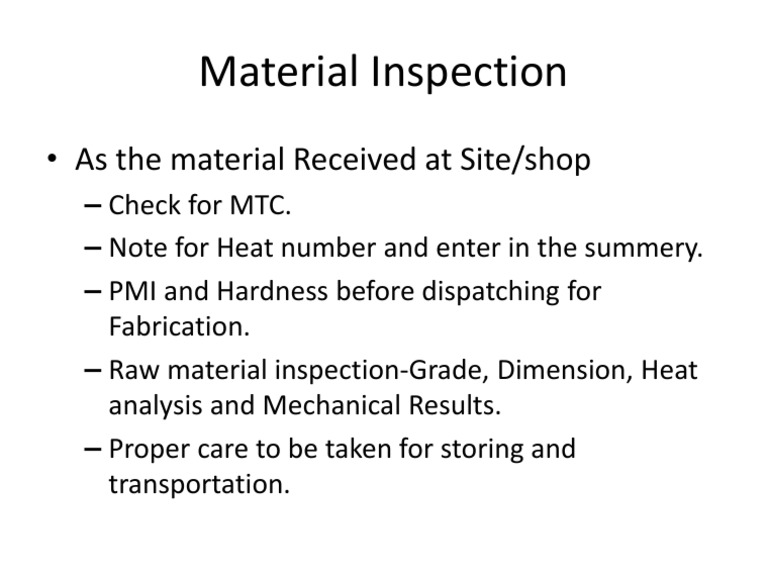Material Inspection Checklist | PDF