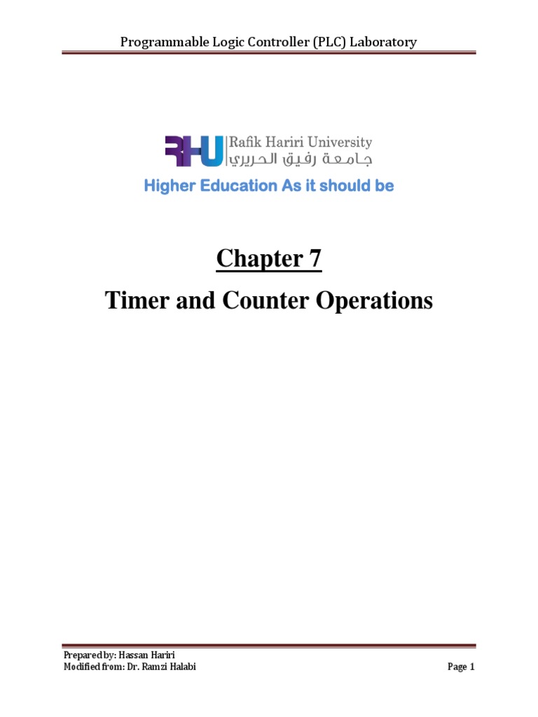 Chapter 7 Programming Timers and Counters PDF | PDF | Timer | Programmable Logic Controller