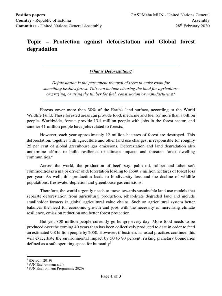 Position Paper-Estonia On Protection Against Deforestation and Global ...