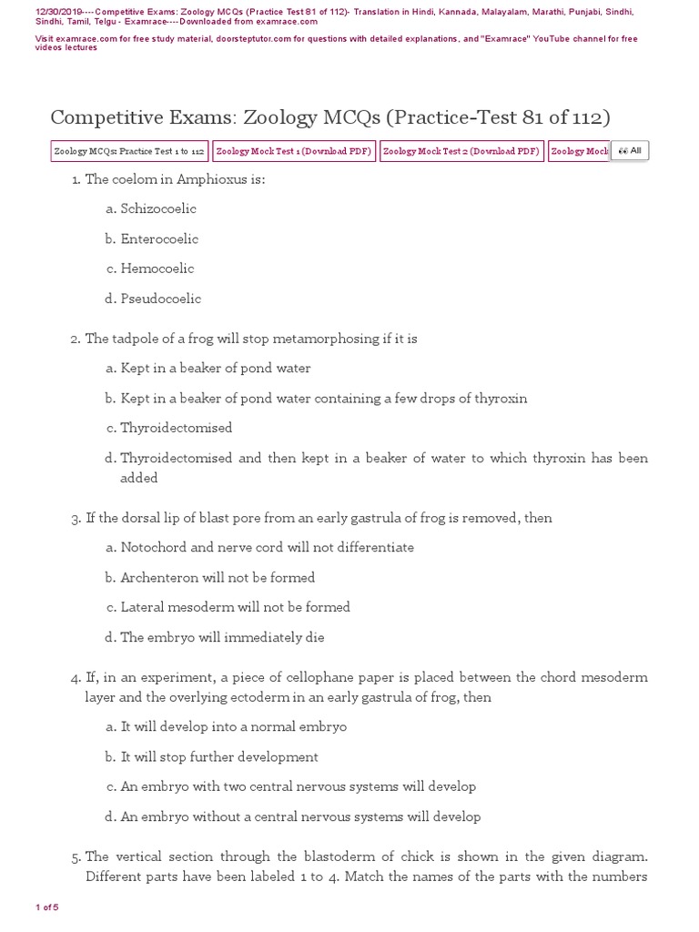 Zoology MCQs Practice Test 81 PDF | PDF | Food Web | Biology Zoology MCQs Practice Test 81 PDF | PDF | Food Web | Biology