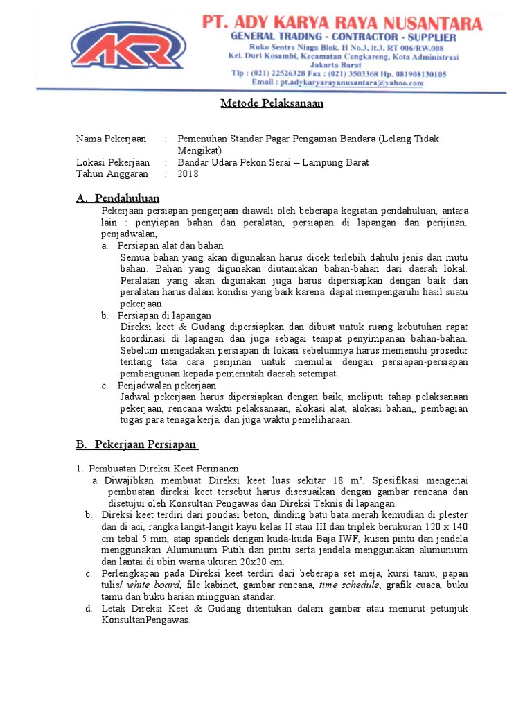 Metode Pelaksanaan Pembuatan Pagar | PDF