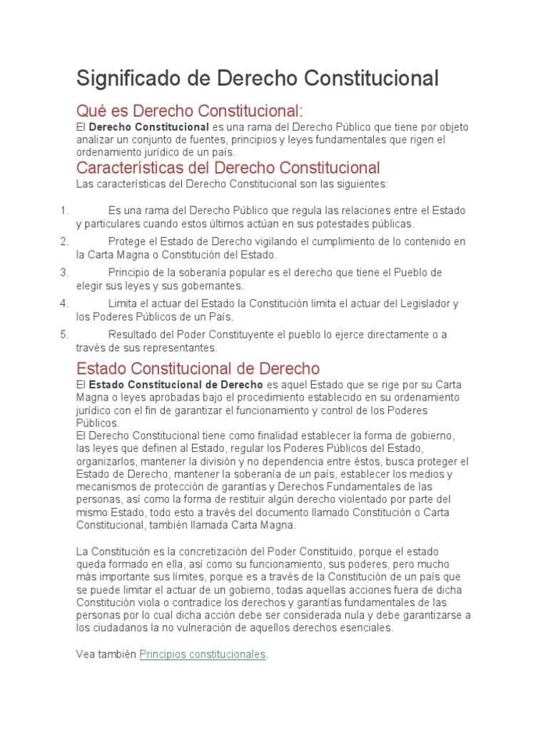 Significado de Derecho Constitucional | PDF | Constitución | Ley ...