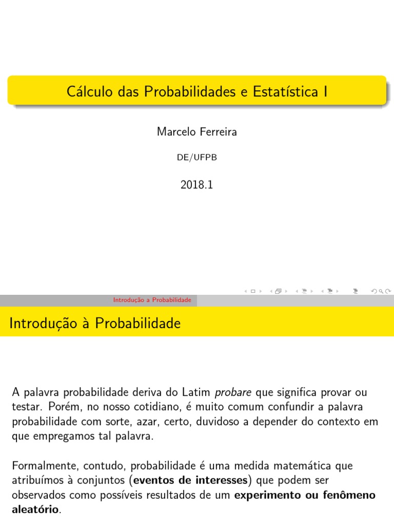 Aula2 Cálculo Das Probabilidades | PDF | Conjunto (Matemática ...