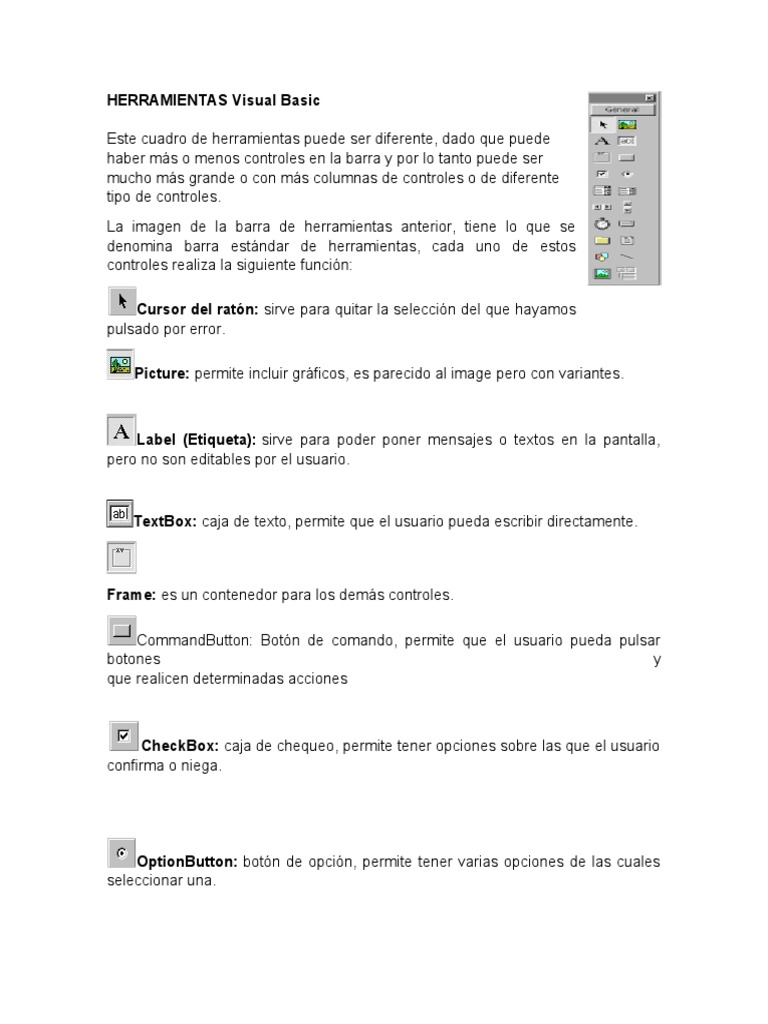 HERRAMIENTAS Visual Basic 2 | PDF | Tecnología
