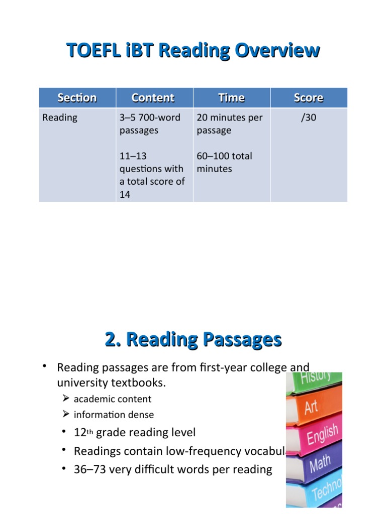 Overview TOEFL iBT Reading | PDF | Question | Sentence (Linguistics)