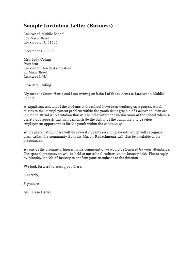 Sample Invitation Letter (Business and Personal) | PDF