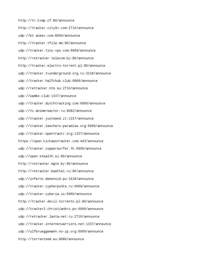 Torrent Tracker List | PDF