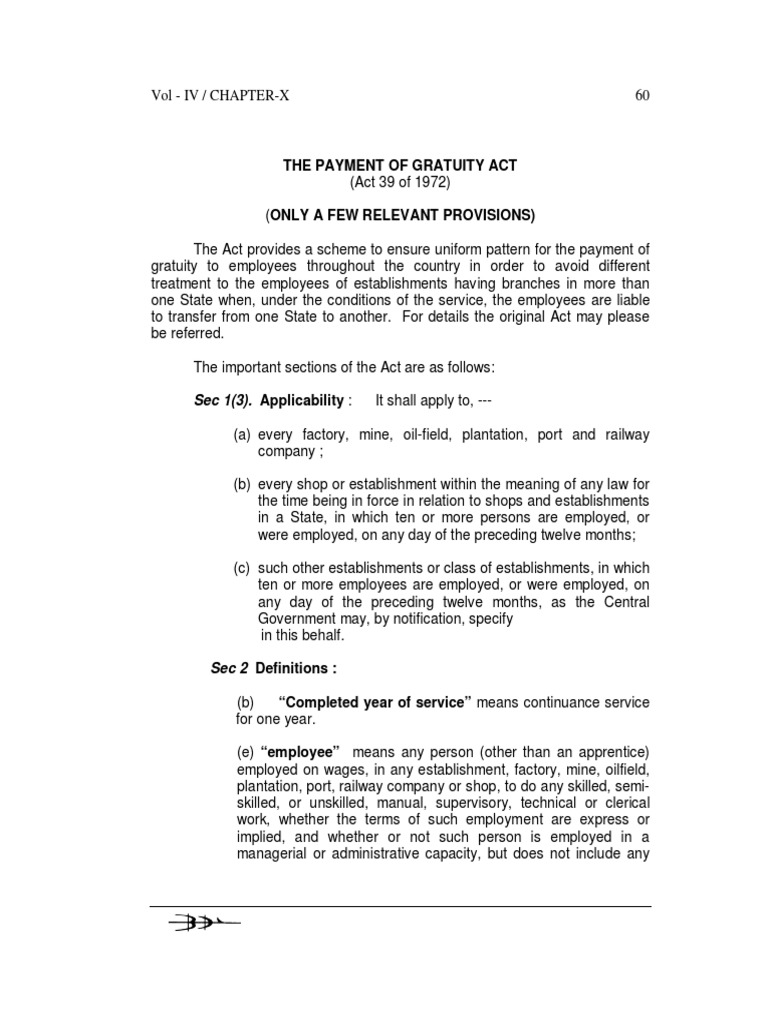 Gratuity Act 1972: Key Provisions | PDF | Life Insurance | Employment