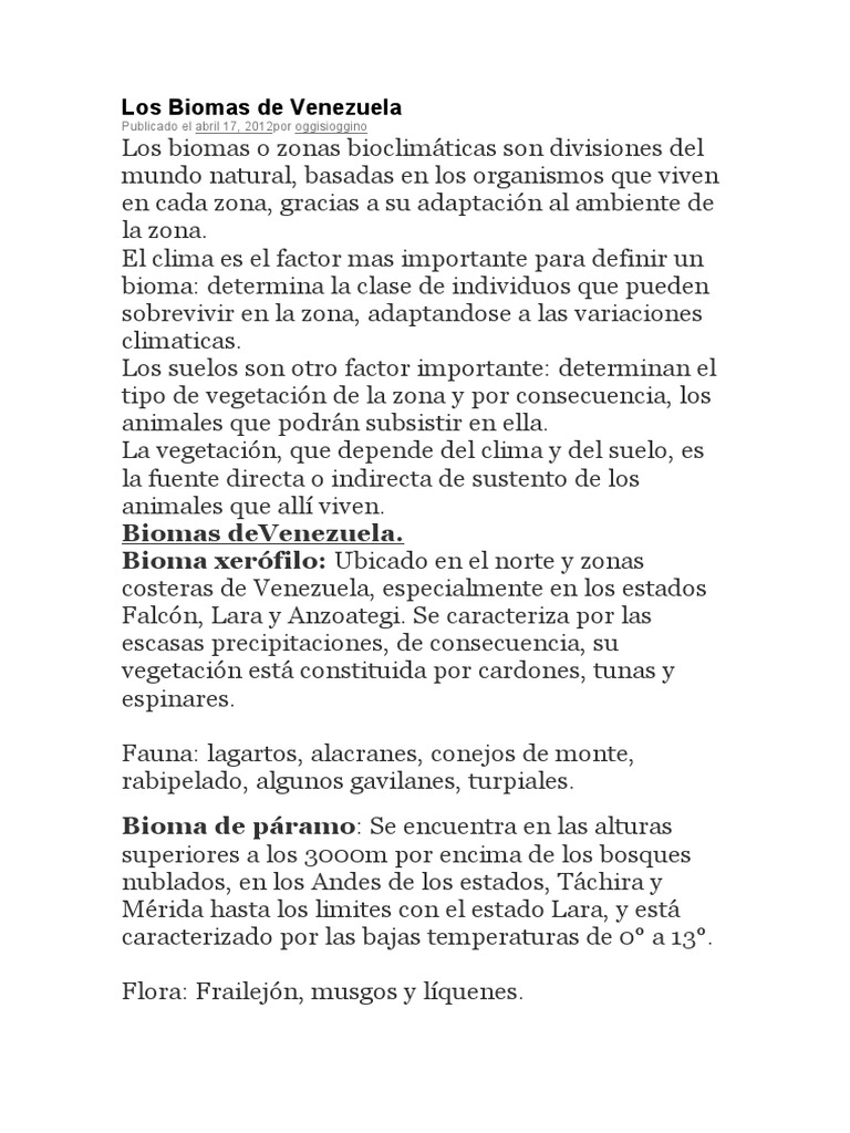 Biomas de Venezuela | PDF | Selva | Venezuela