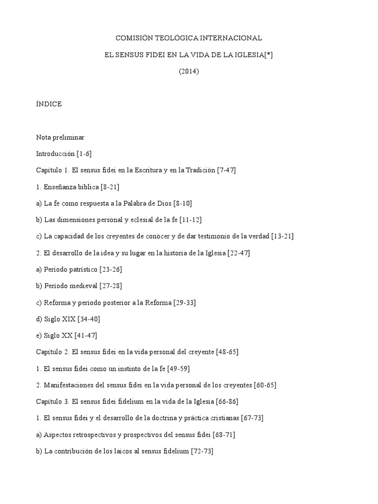 Sensus Fidei en la Iglesia Católica | PDF | Organizaciones cristianas ...