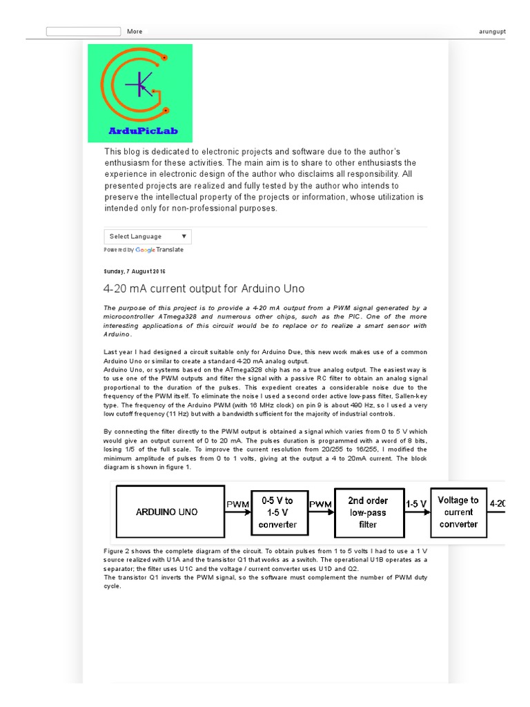 Ardupiclab 4 20 Ma Current Output For Arduino Uno Pdf Operational