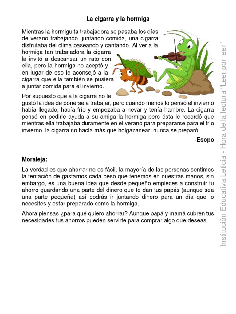 Esopo - La Cigarra y La Hormiga | PDF