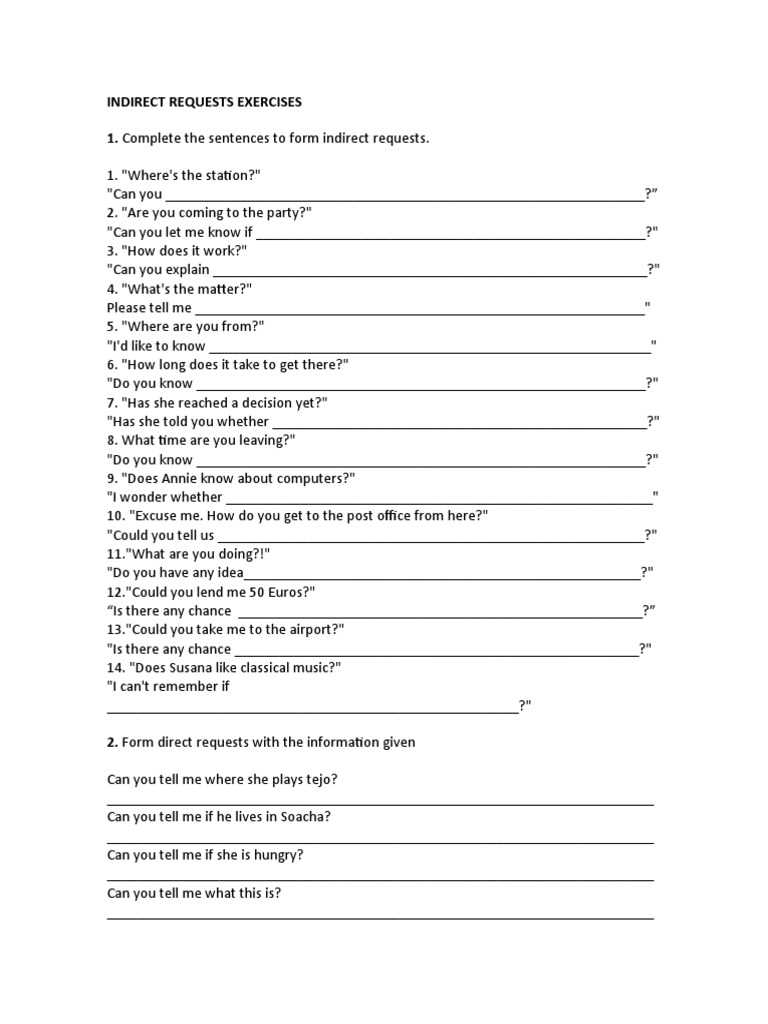Indirect Requests Exercises | PDF | Art