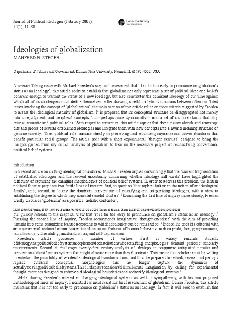 Ideologies of Globalization Explored | PDF | Ideologies | Neoliberalism