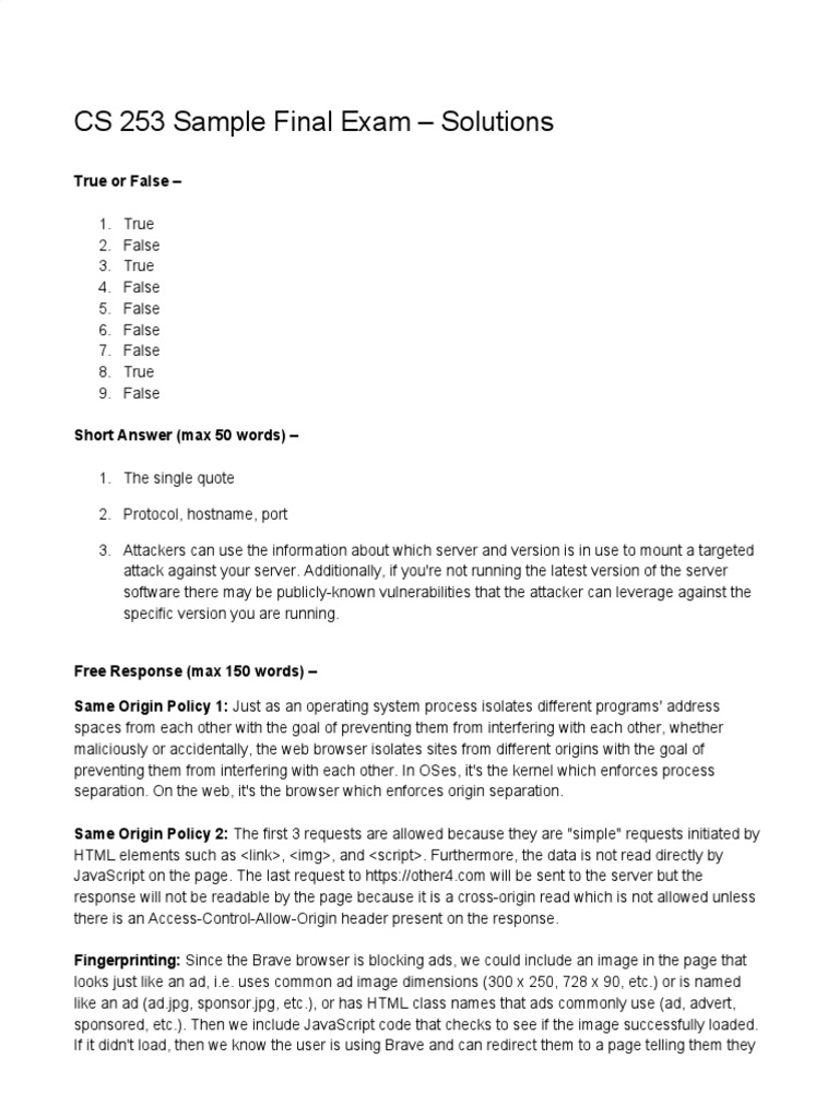 cs253 Sample Final Solutions PDF | PDF | Hypertext Transfer Protocol ...