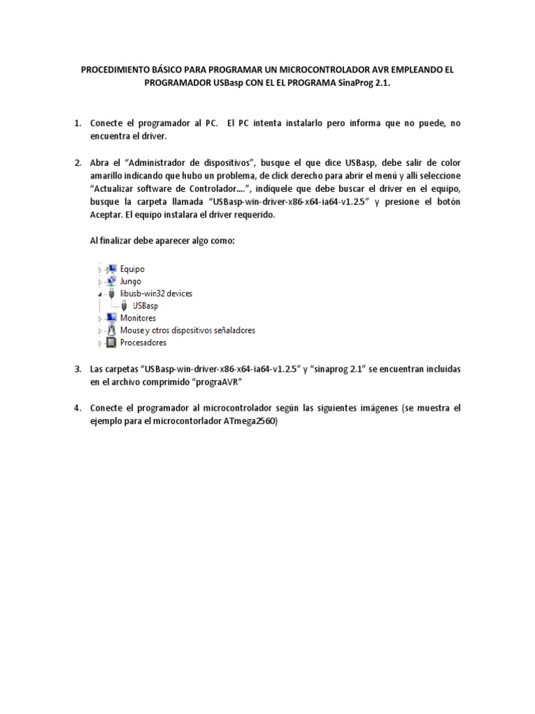 Guía: Programar AVR con USBasp y SinaProg | PDF