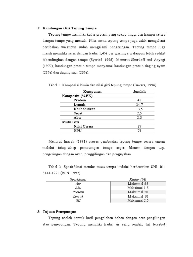 Kandungan Gizi Tepung Tempe | PDF