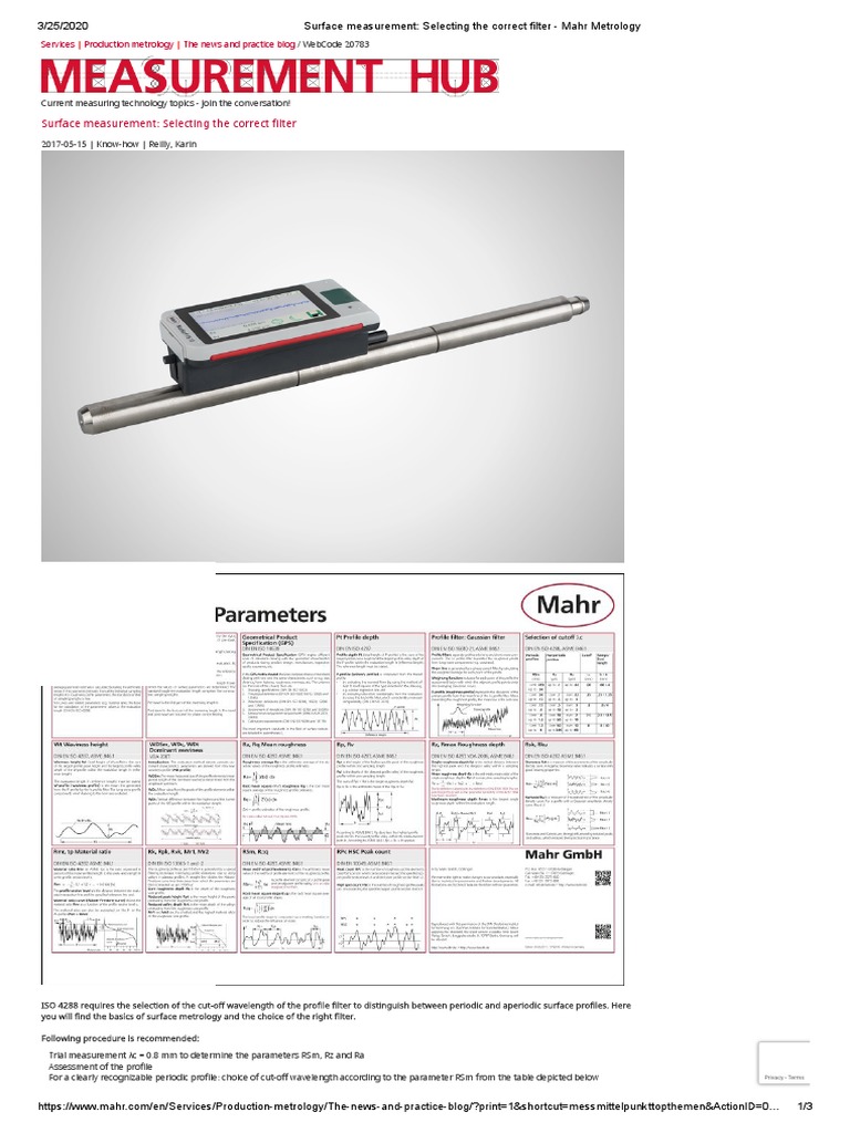 Surface Measurement - Selecting The Correct Filter - Mahr Metrology ...