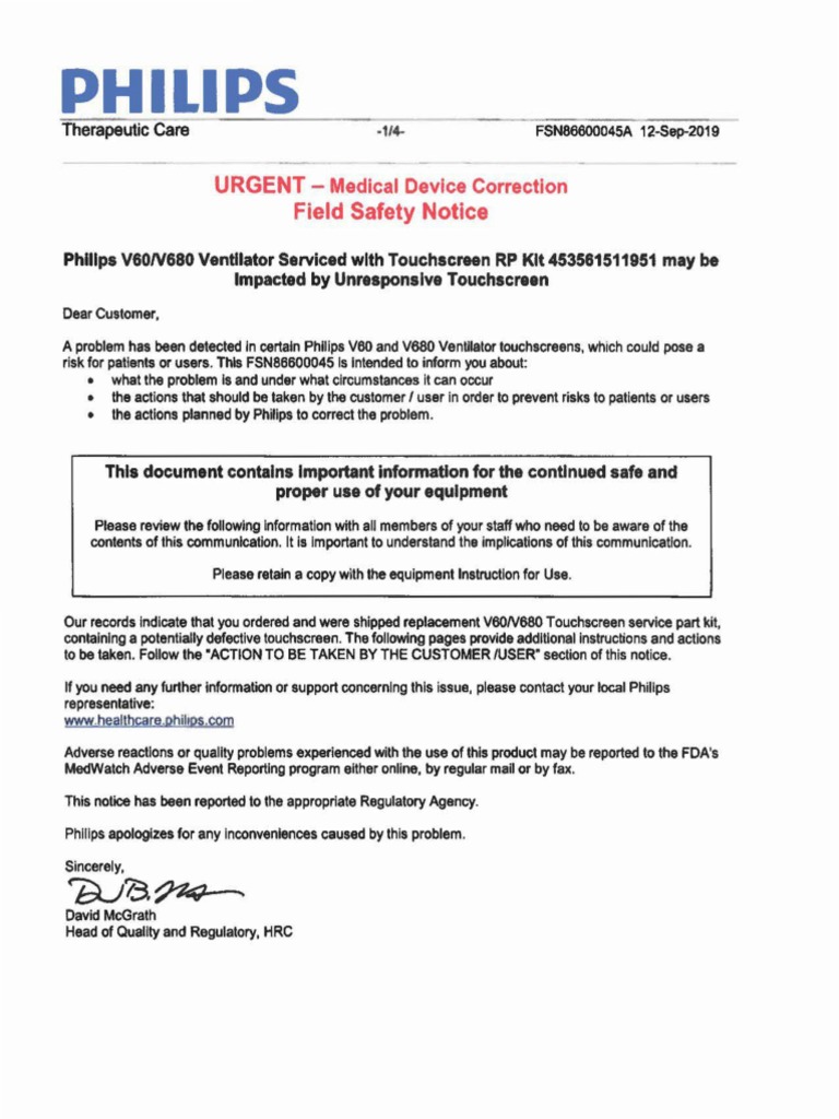 ALT001452G - Philips - V60 and V680 - Touchscreen RP Kit PDF | PDF ...