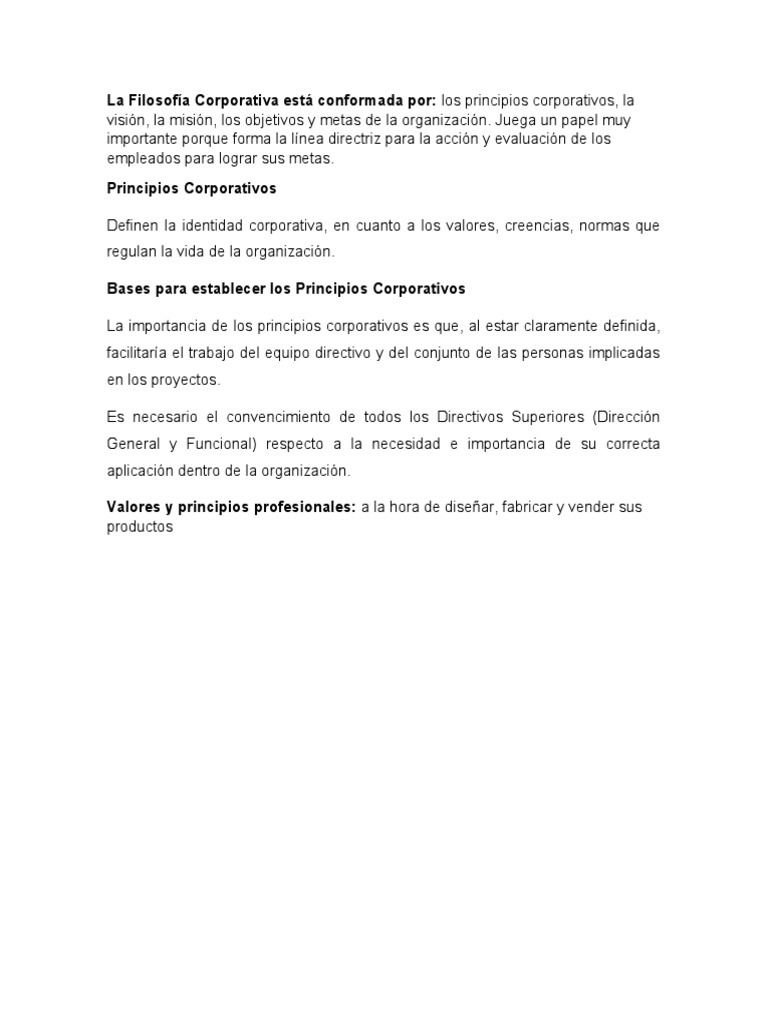 La Filosofía Corporativa | PDF