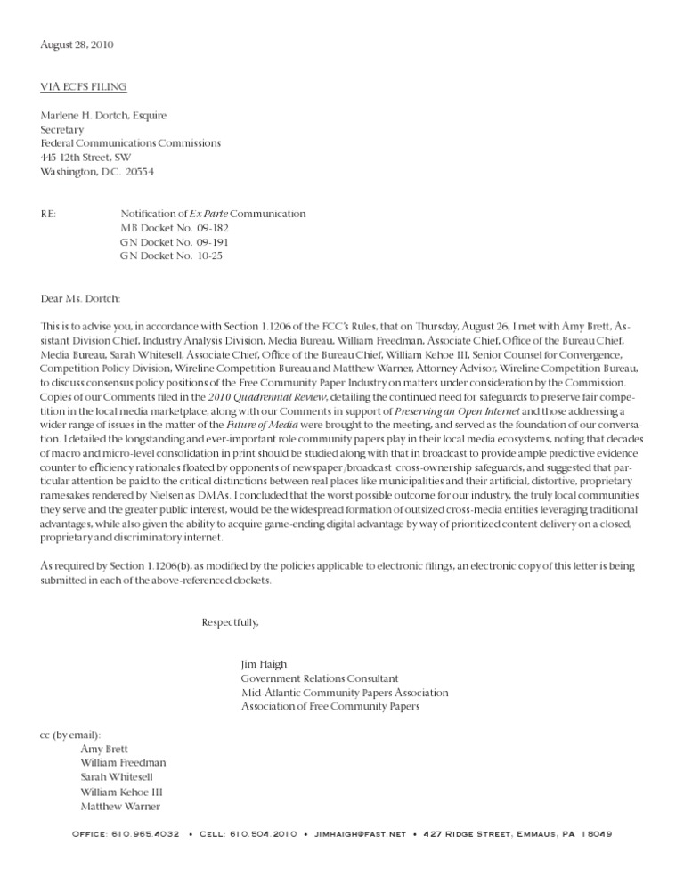 Ex Parte Communication Ex Parte | PDF | Net Neutrality | Federal ...