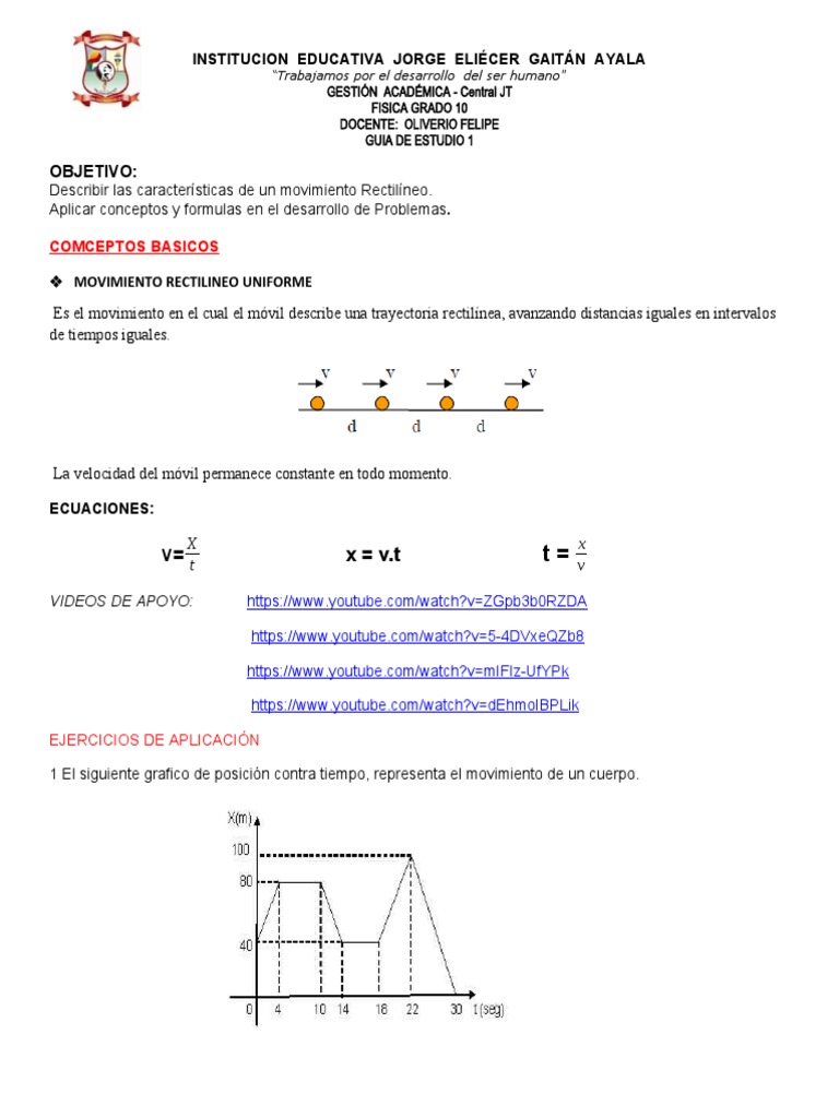 Guia 1 Fisica 10 | PDF | Velocidad | Mecanica clasica