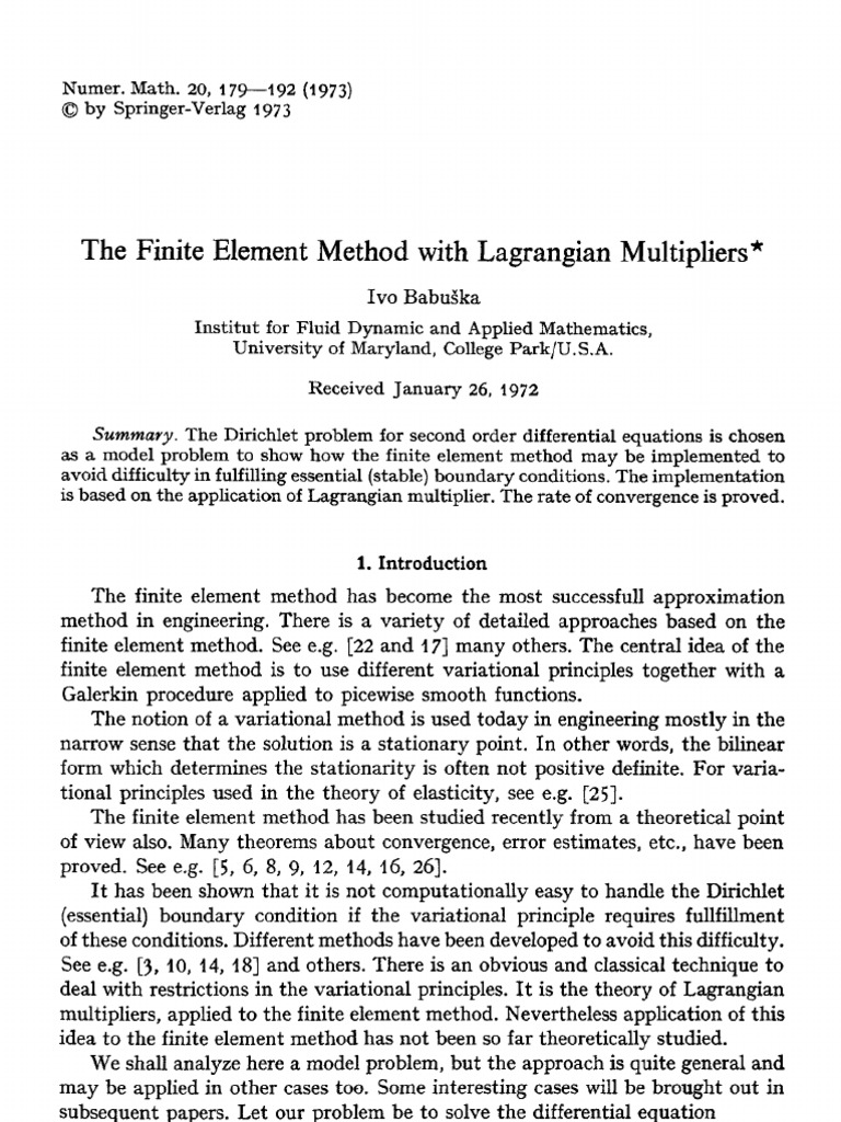 FEM Lagrangian Multipliers | PDF | Finite Element Method | Mathematical Objects