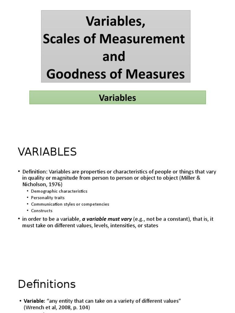 Understanding Variables and Measurement Scales | PDF | Validity ...