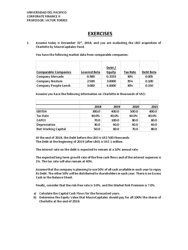 Exercises LBO | PDF | Equity (Finance) | Leveraged Buyout