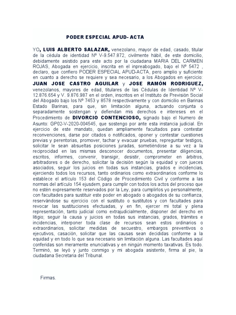 Poder Especial Apud Acta | PDF | Virtud | Información del gobierno