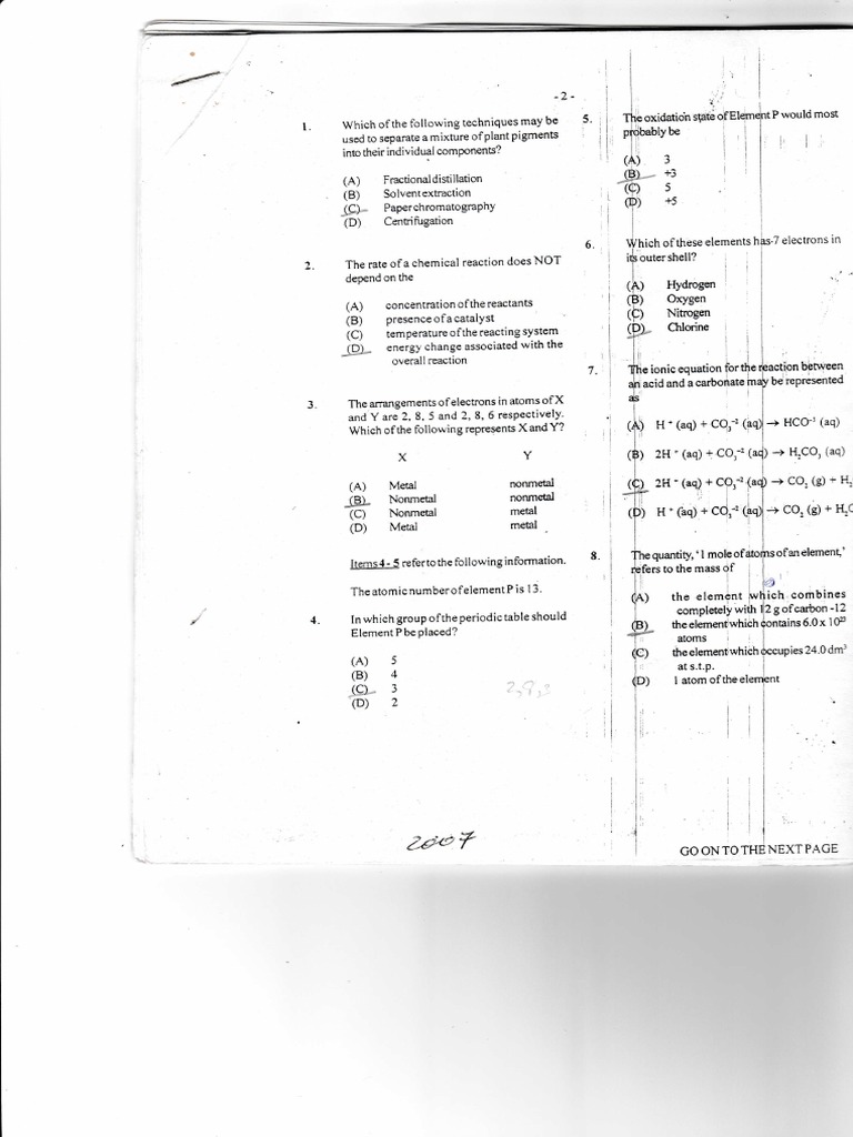 Csec Chemistry 2007 p1 | PDF