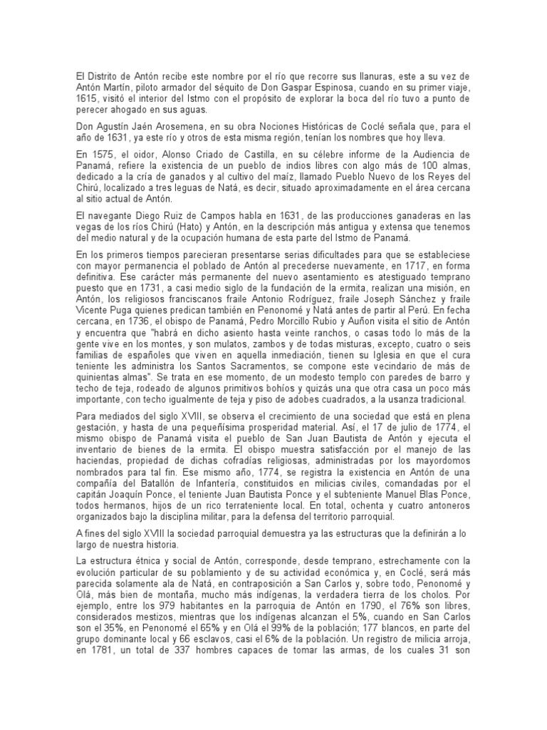 El Distrito de Antón.docx | PDF | America latina | Religión y creencia