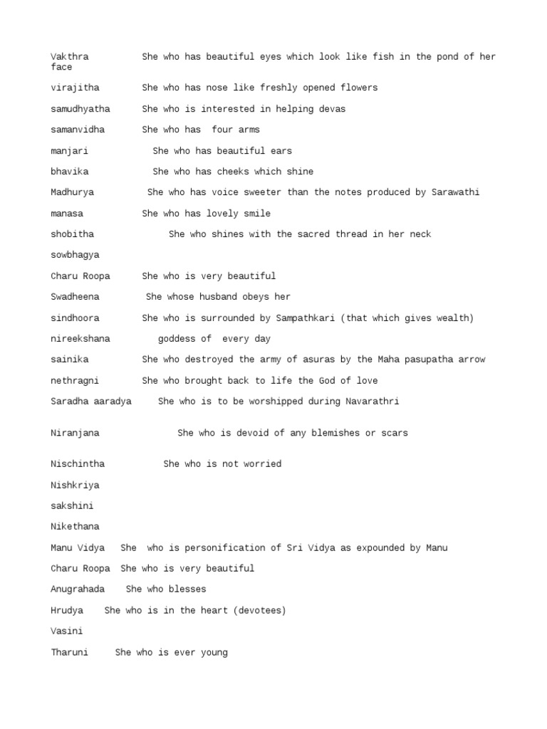 Lalitha Sahasranama Names1 | PDF | Hindu Iconography | Hindu Tantra