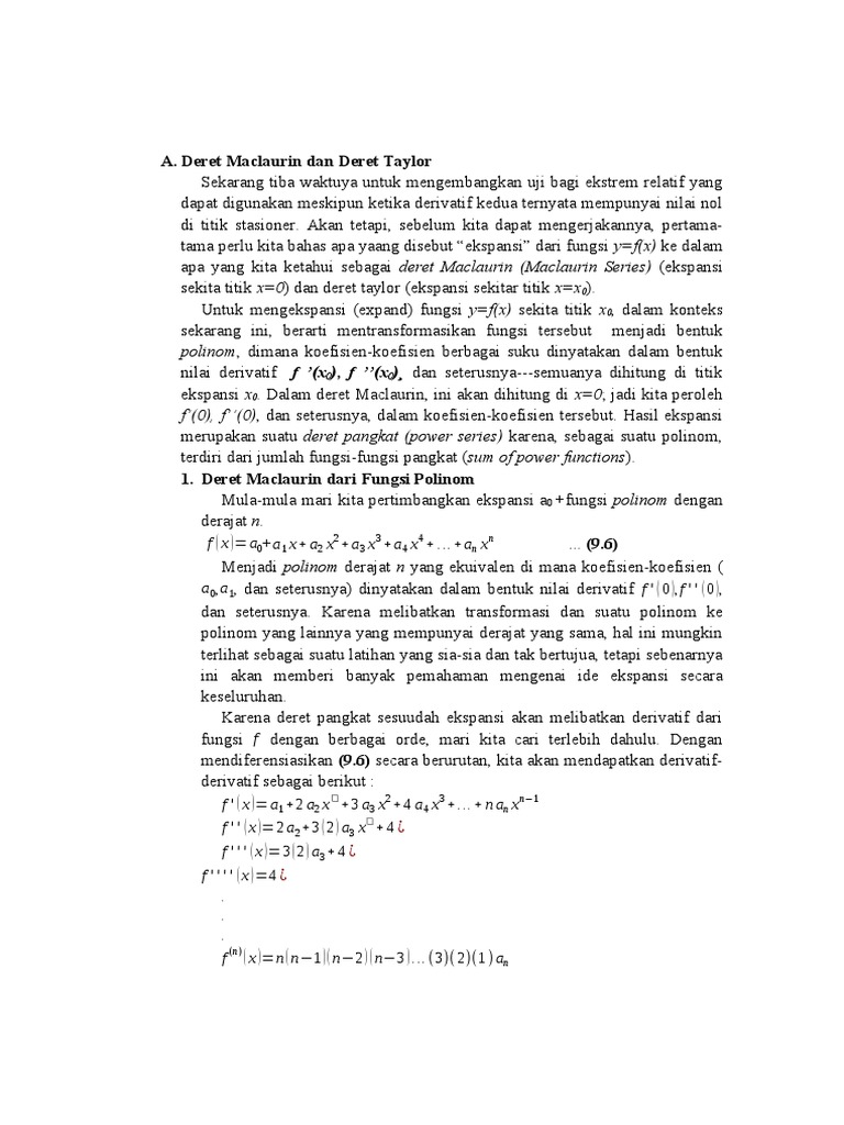 Deret Maclaurin Dan Deret Taylor | PDF