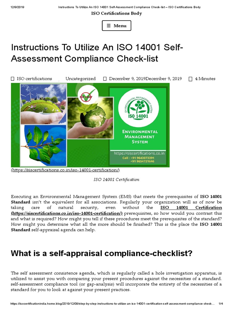 ISO 14001 Certification Checklist | PDF