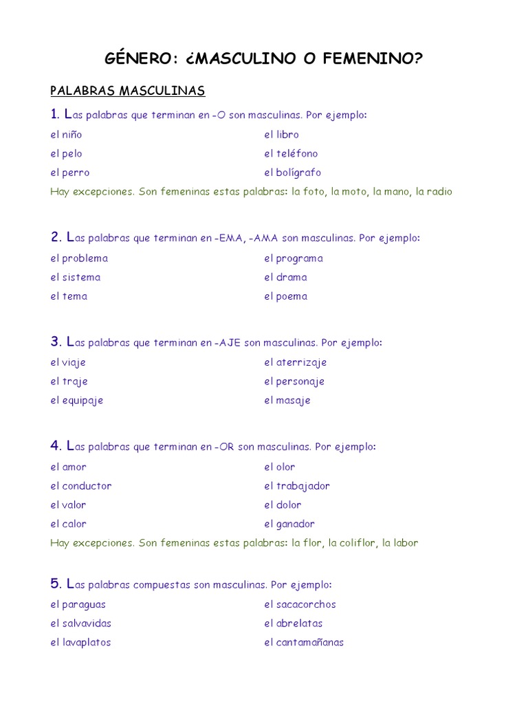Genero Masculino Y Femenino PDF | PDF | Idiomas